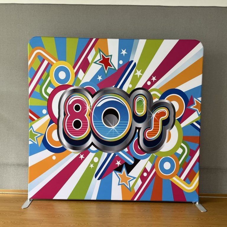 80S PARTY DECORATIONS BACKDROP EXTRA LARGE FABRIC - Video Booths 360